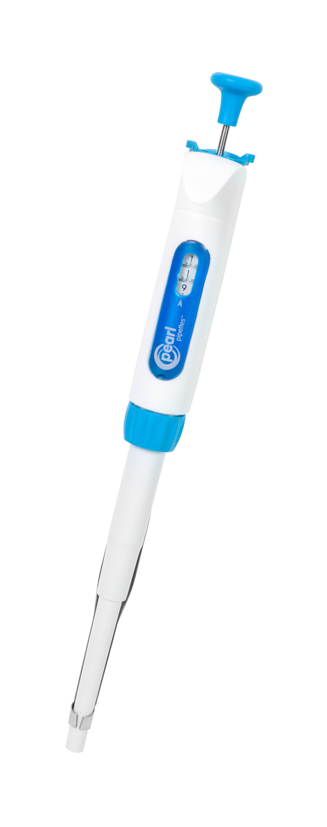ADJUSTABLE VOLUME PIPETTES, SINGLE CHANNEL, White/ Blue